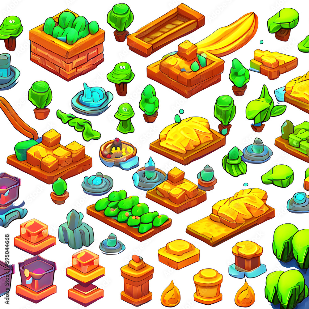 Isometric Props for Creating Worlds and Gaming Environments. Outline ...