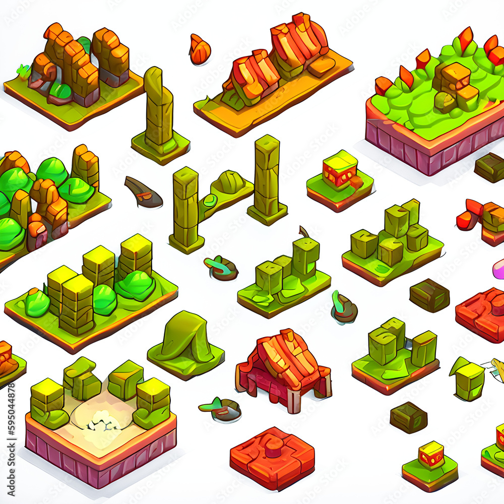 Isometric Props for Creating Worlds and Gaming Environments. Outline ...