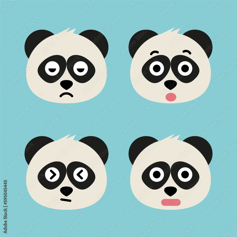 Panda emoji icon set. Emoji Messenger. Safari animal icons. Kawaii ...
