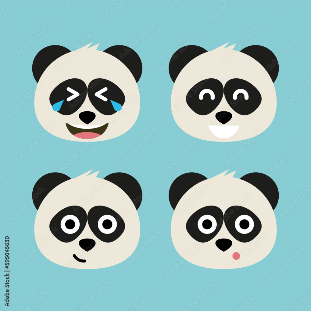 Panda emoji icon set. Emoji Messenger. Safari animal icons. Kawaii ...