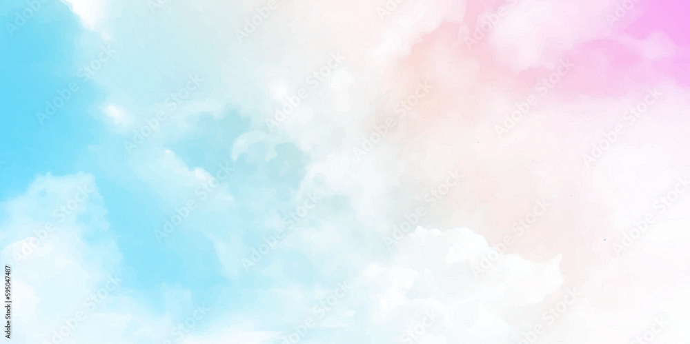 Cute pastel sky with clouds and little star hand drawn background Stock ...