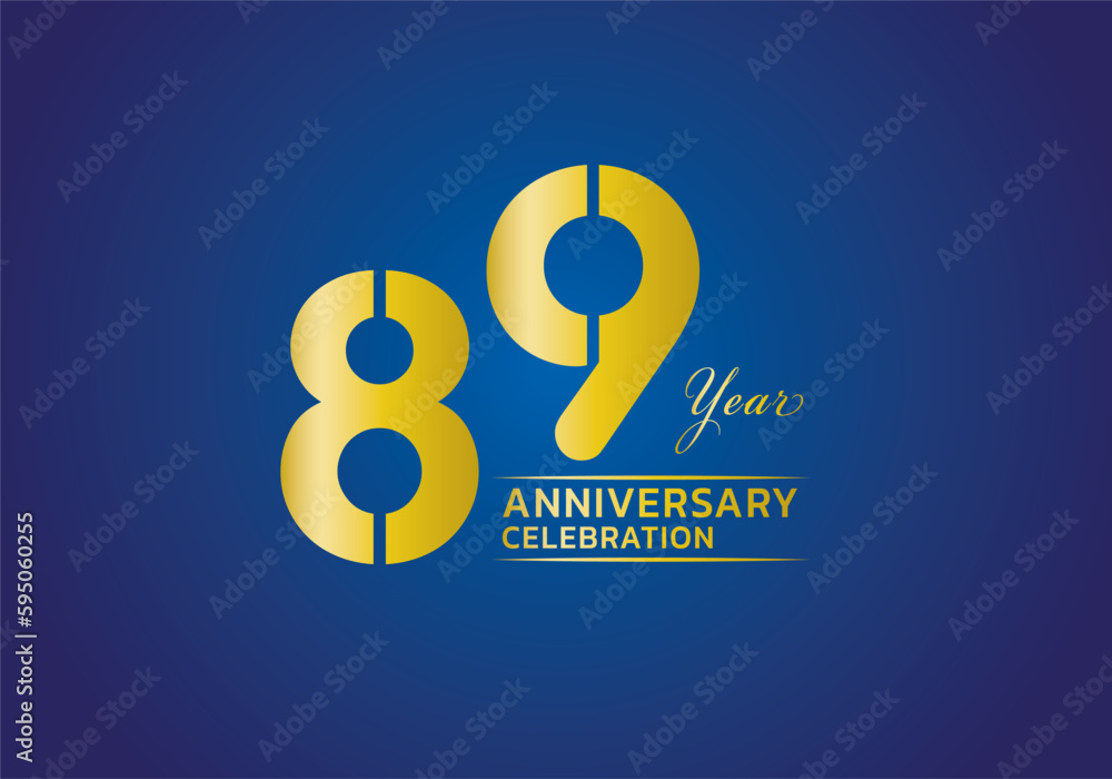 89 years anniversary celebration logotype gold color vector, 89th ...