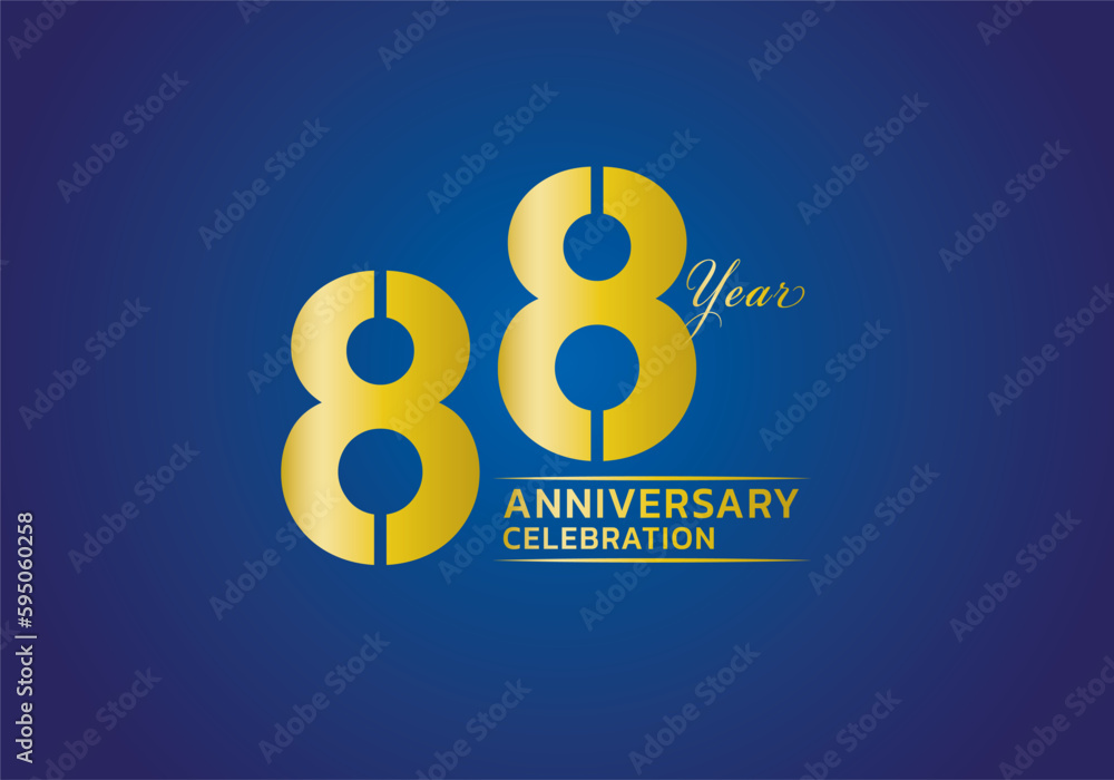 88 years anniversary celebration logotype gold color vector, 88th ...