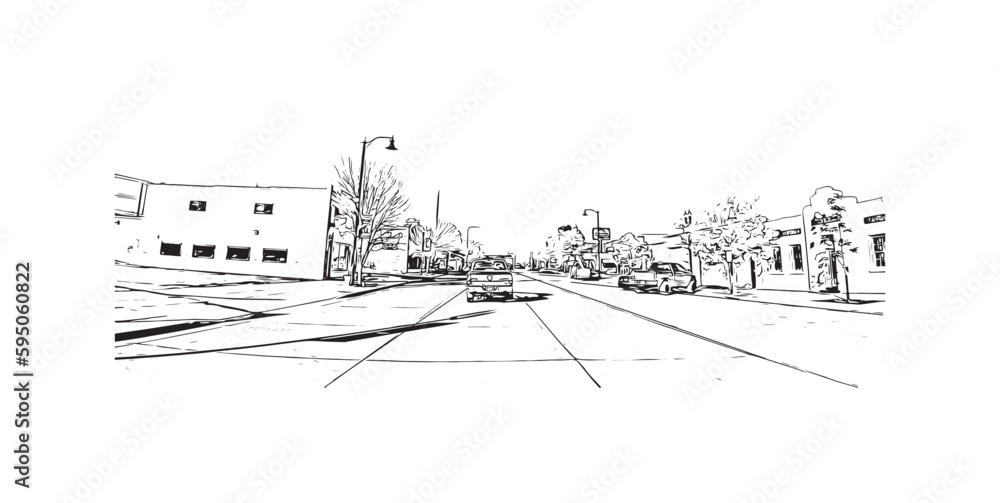 Building view with landmark of Rapid is the city in South Dakota. Hand ...