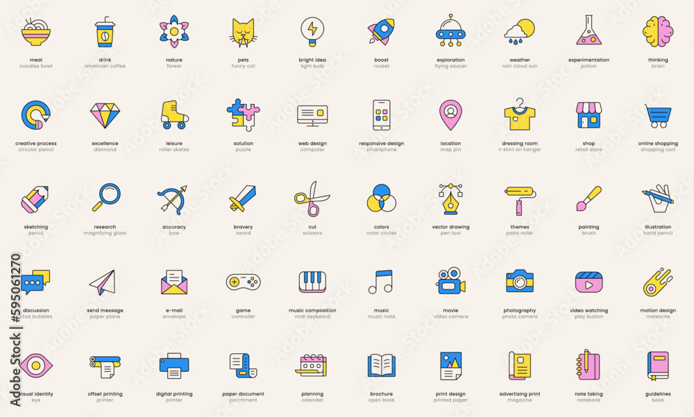 Creative business icons. Digital work icon set. Creativity and ...