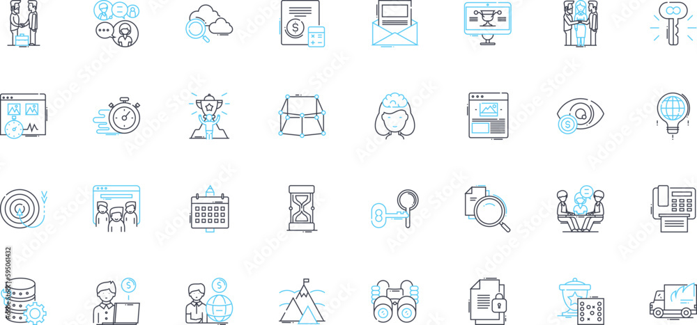Enterprise linear icons set. Innovation, Strategy, Growth, Efficiency ...