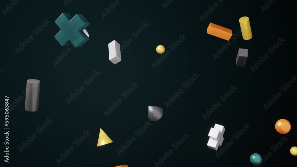 Vidéo Stock Abstract 3d geometric shapes loop animation. Modern dark ...