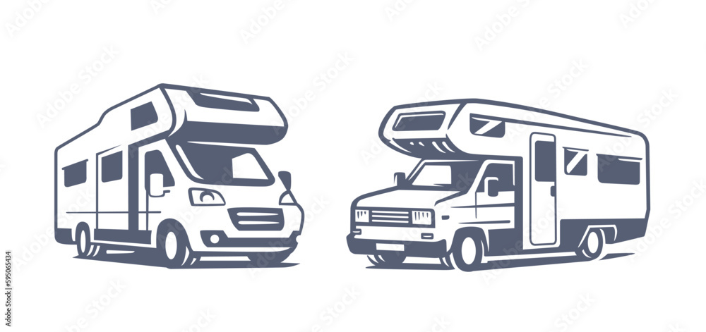 Campervan vector isolated in white background. Stock Vector | Adobe Stock