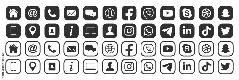 Connect Icons.Contact us icon set.Contact and Communication Icons.Set ...