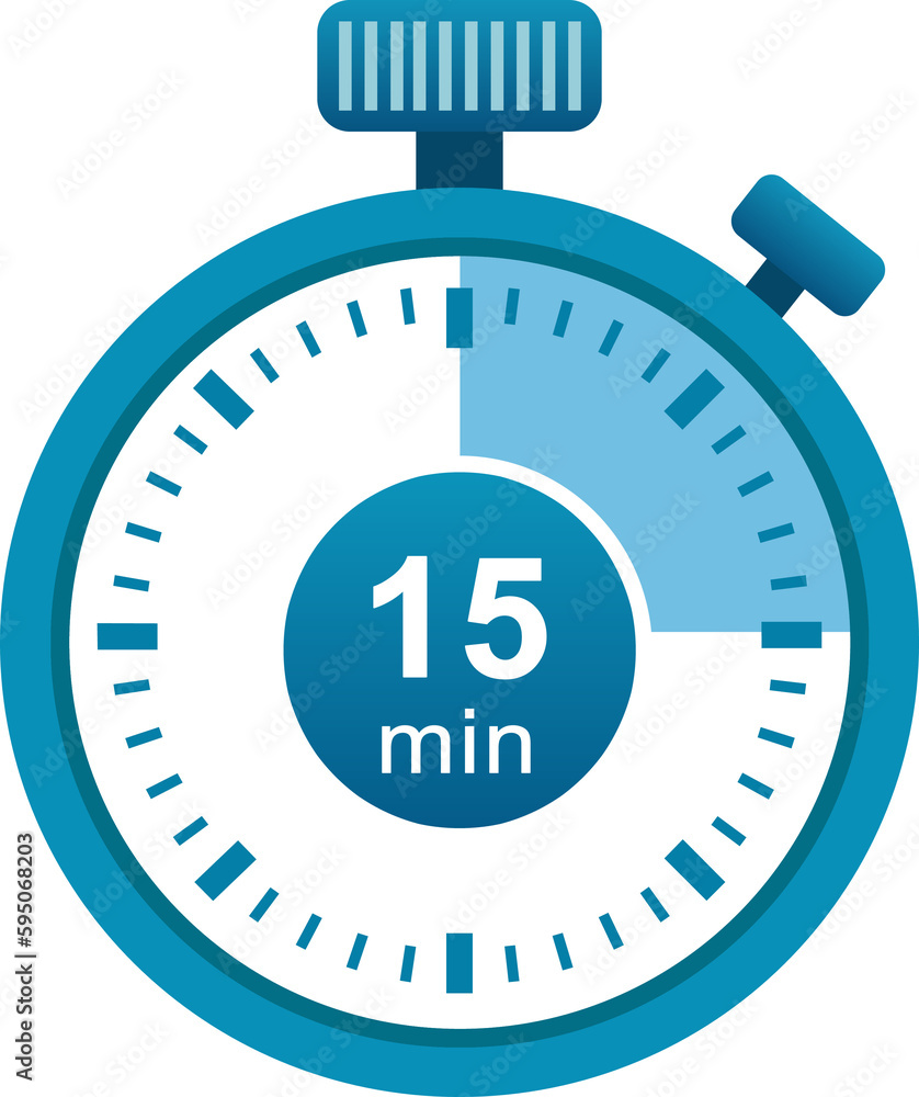 Icona del cronometro di 15 minuti. Icona cronometro in stile piatto ...