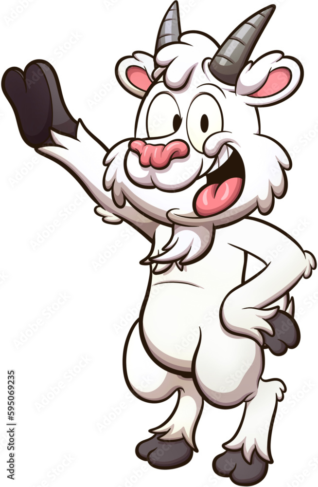 Friendly Smiling Cartoon Goat. Vector clip art illustration with simple ...