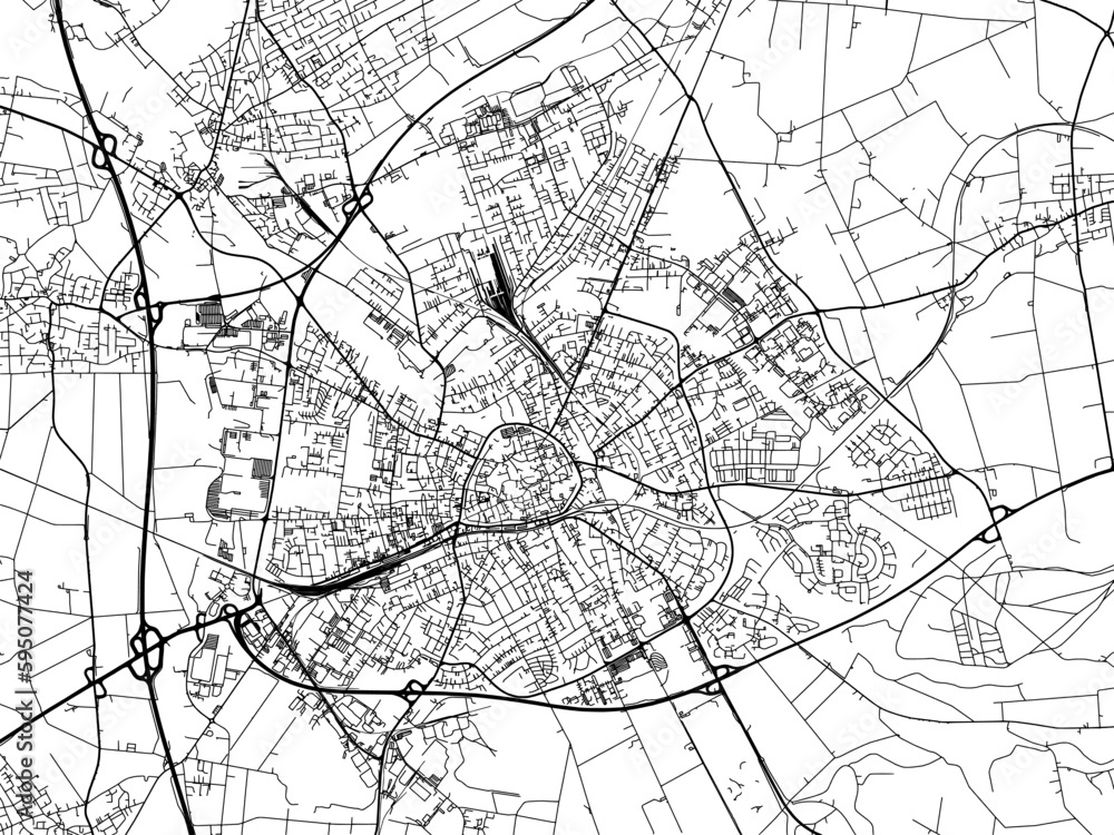 Vector road map of the city of Paderborn in Germany on a white ...