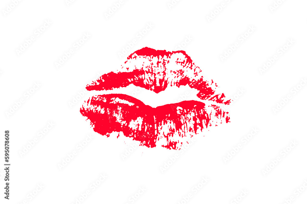 Red lips mark on paper in png format with a closed mouth in the form of ...