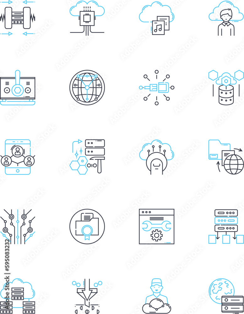 Data encryption linear icons set. Security, Cryptography ... Data encryption linear icons set. Security, Cryptography ...