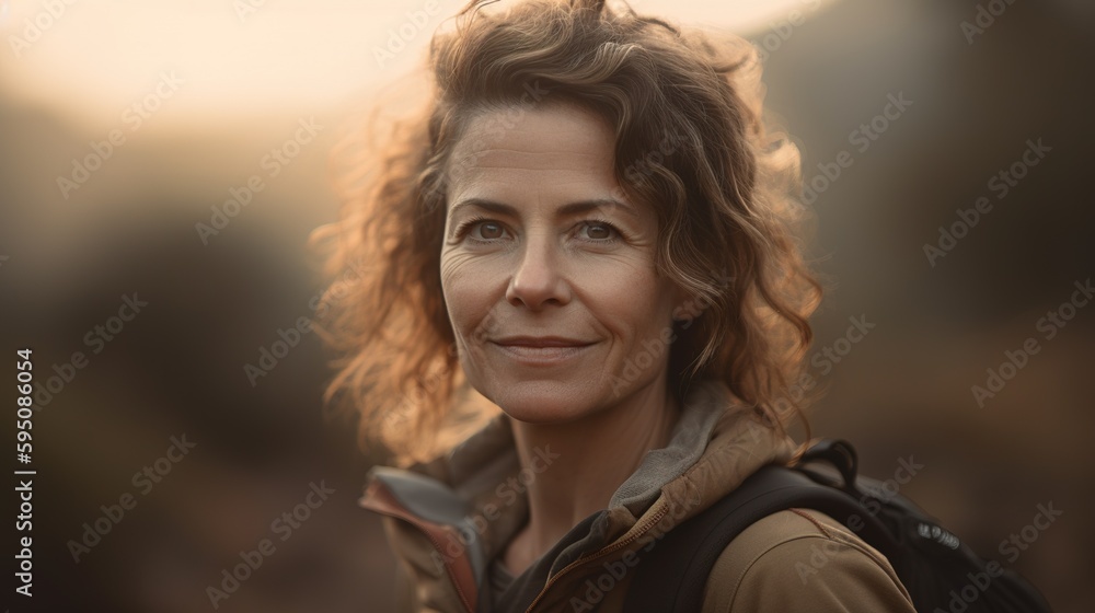 Fictional person. Aging elderly senior baby boomer woman getting fit ...