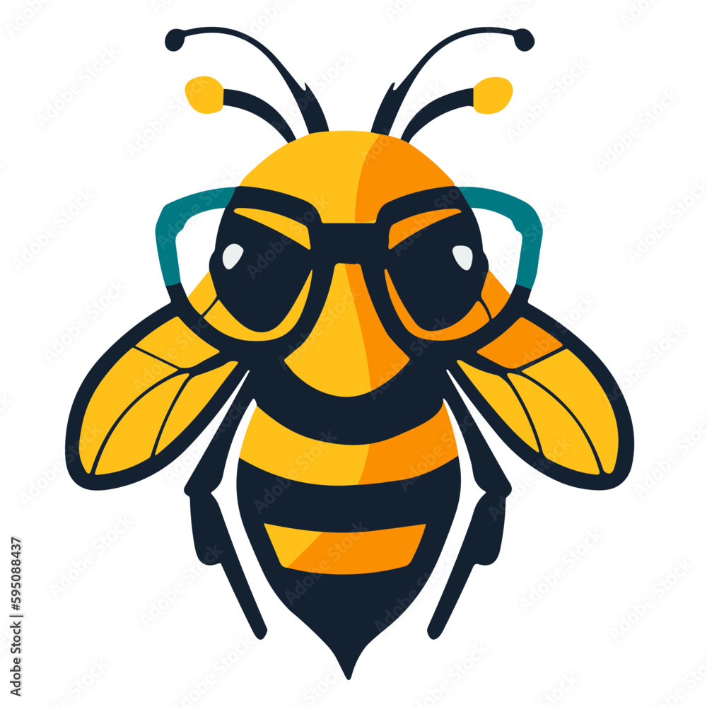 cartoon bee logo Stock Vector | Adobe Stock