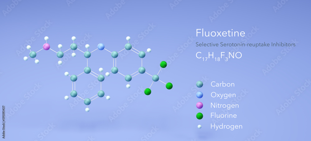 fluoxetine molecule, molecular structures, selective serotonin-reuptake ...