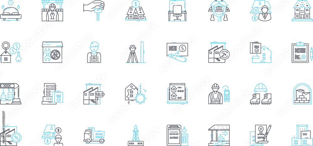 Housing linear icons set. Home, Shelter, Residence, Dwelling ...