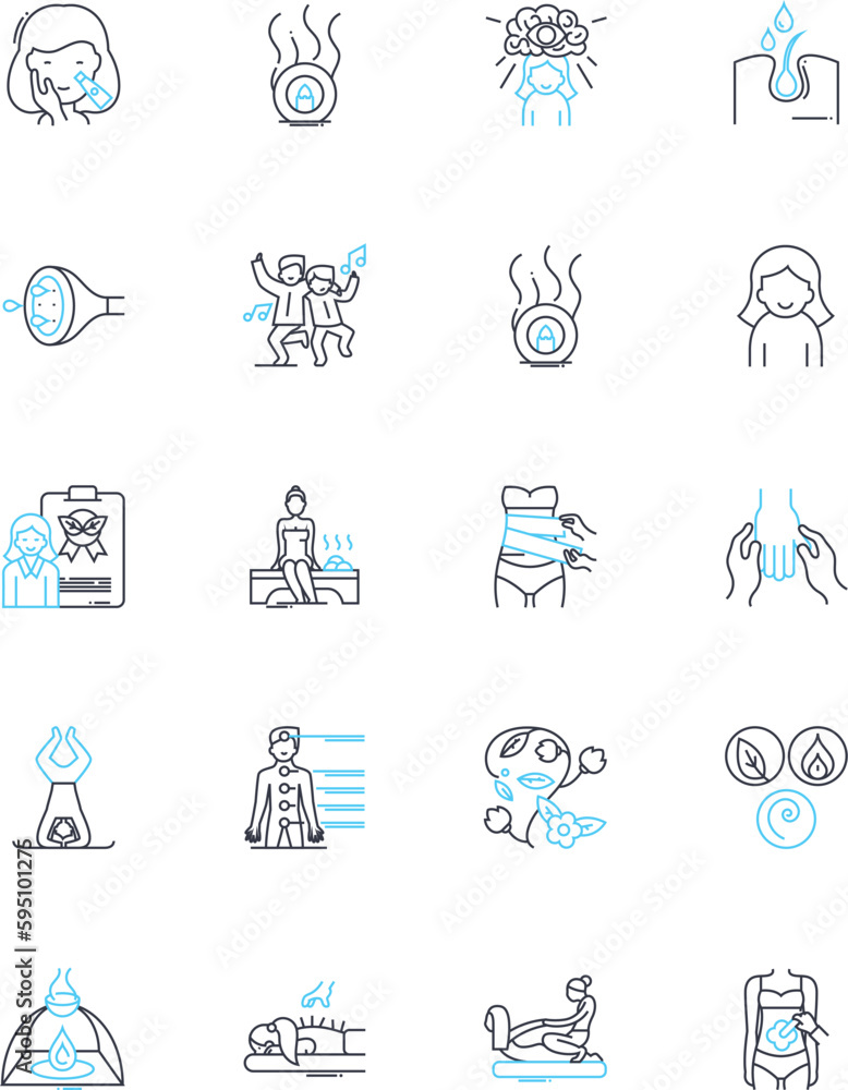 Integrative health linear icons set. holistic, wellness, integrative ...