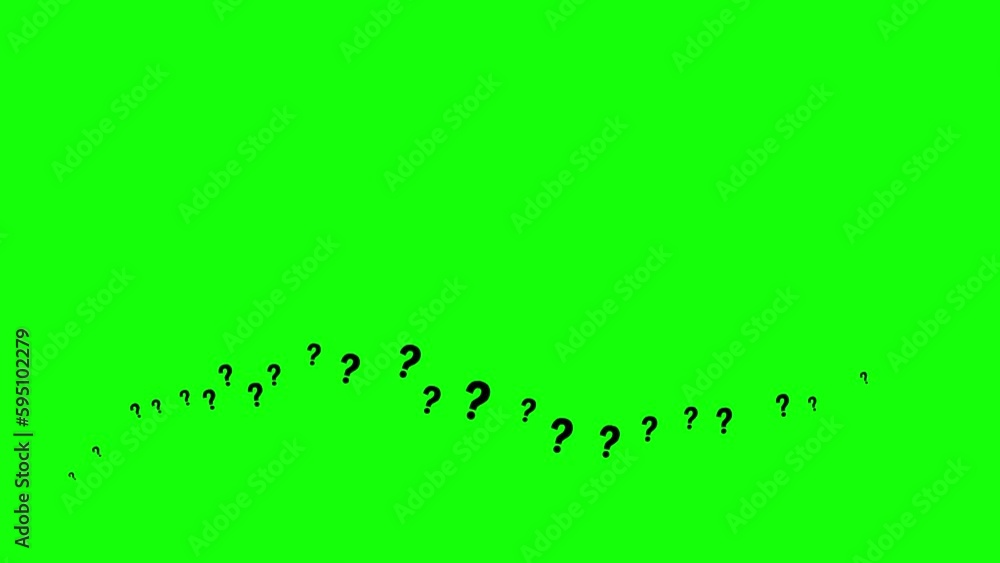 Animated black question mark fly from left to right. A wave of flying ...