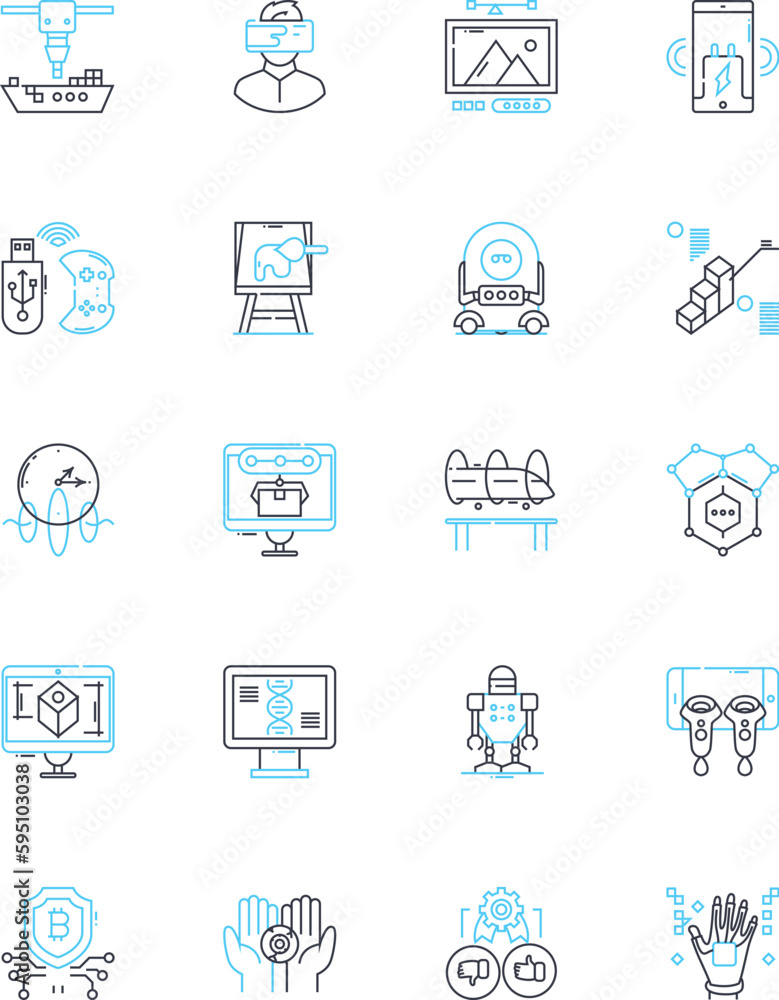 Intelligent automation linear icons set. Innovation, Efficiency, Productivity, Optimization ...