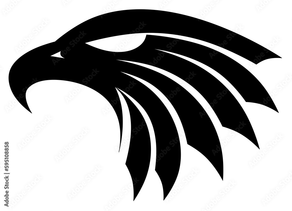 Head of a black eagle. Minimalistic eagle logo. Predatory bird. Symbol ...