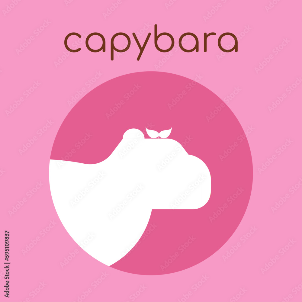 Flat minimalistic illustration of capybara. Vector color image of a ...
