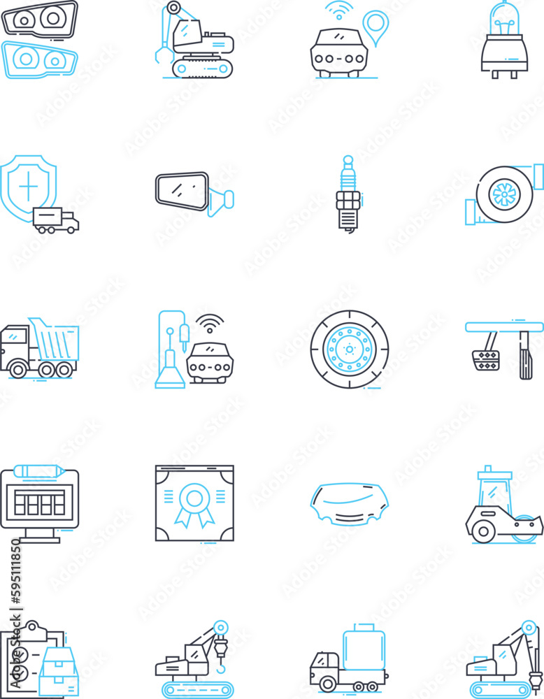 Shipment linear icons set. Delivery, Transport, Logistics, Cargo ...