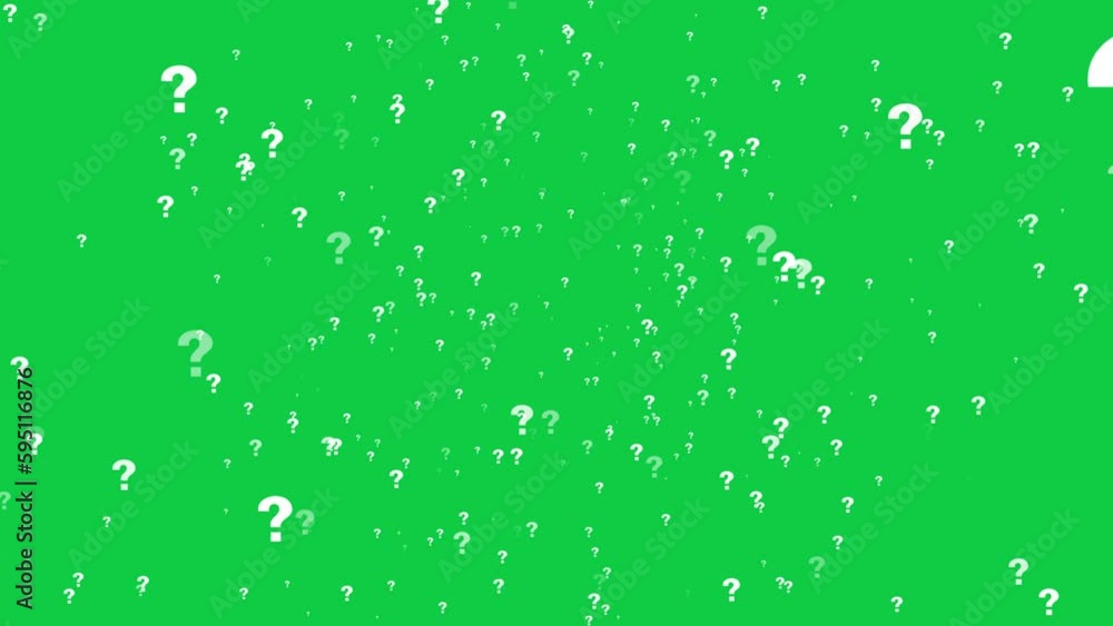 a lot of white question mark animation on green screen background 4k ...