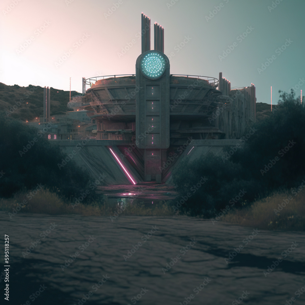 Brutalist modular concrete modernist building. external futuristic ...