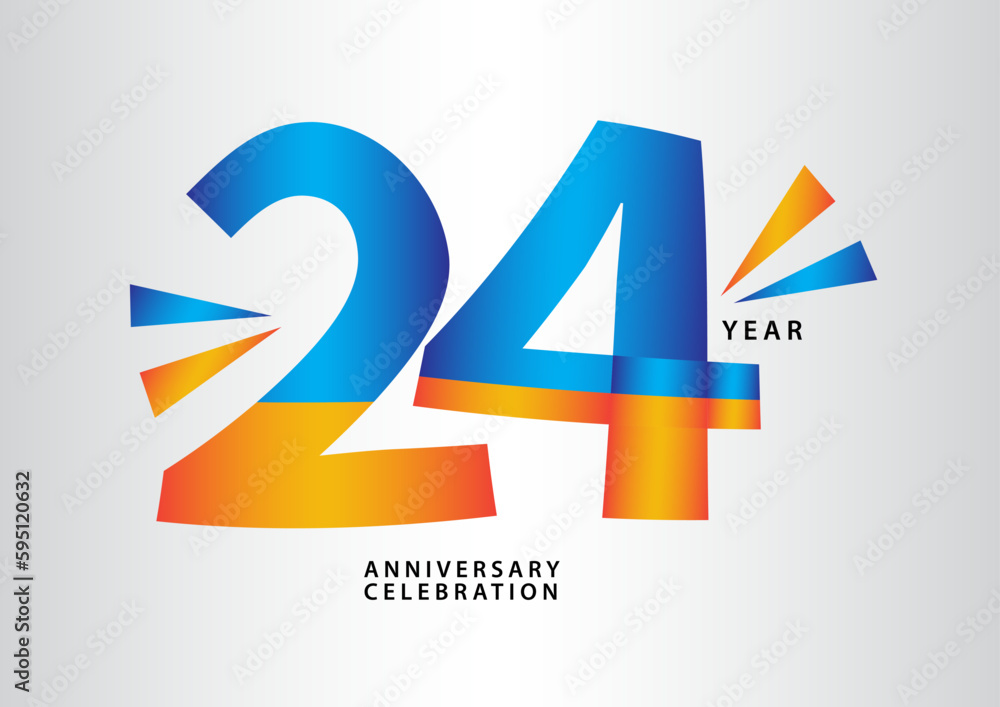 24 year anniversary celebration logotype vector, 24 number design, 24th ...