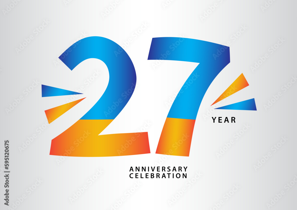 27 year anniversary celebration logotype vector, 27 number design, 27th ...