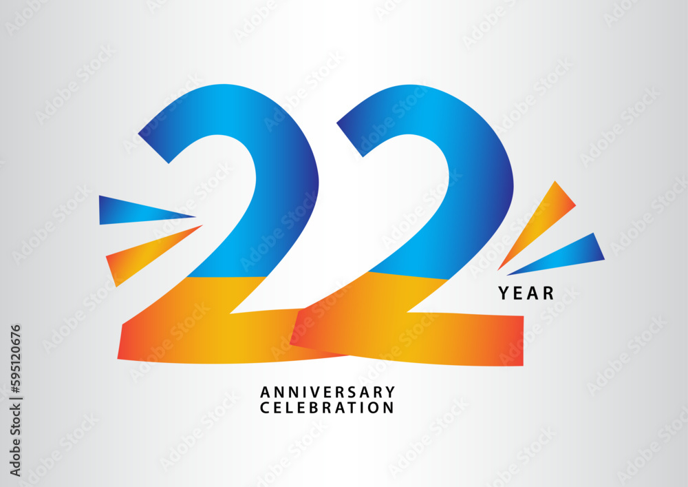 22 year anniversary celebration logotype vector, 22 number design, 22th ...