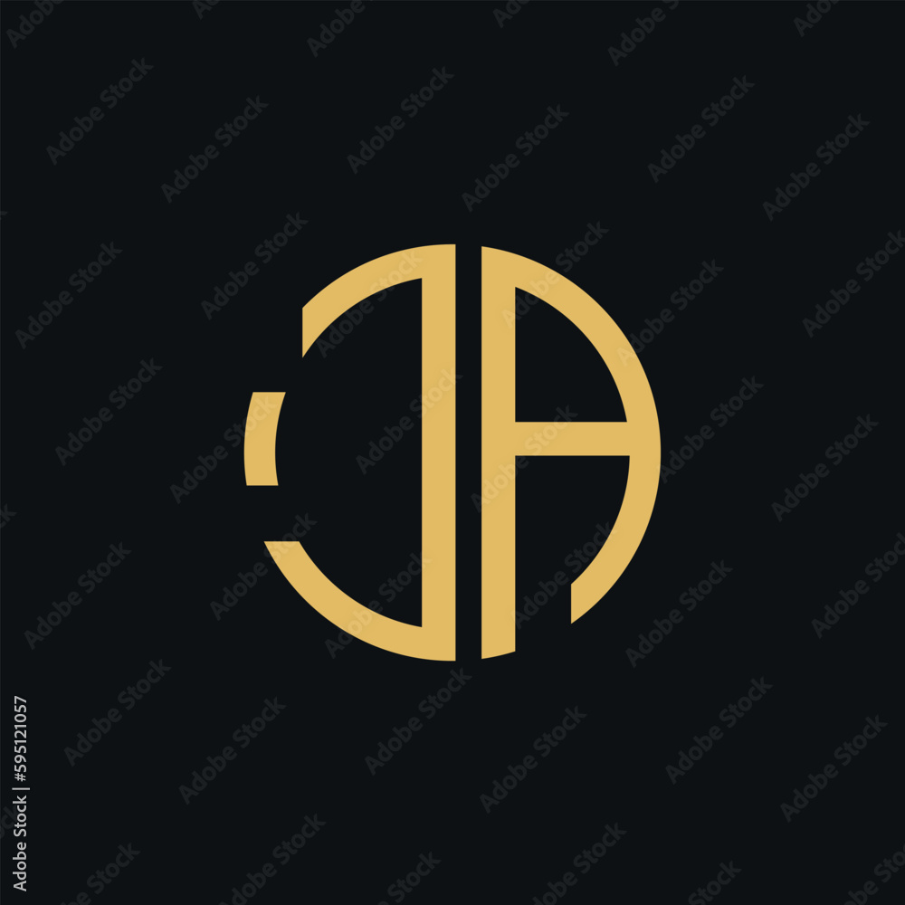 Ja letter logo design on black background vector image. Initial letter ...