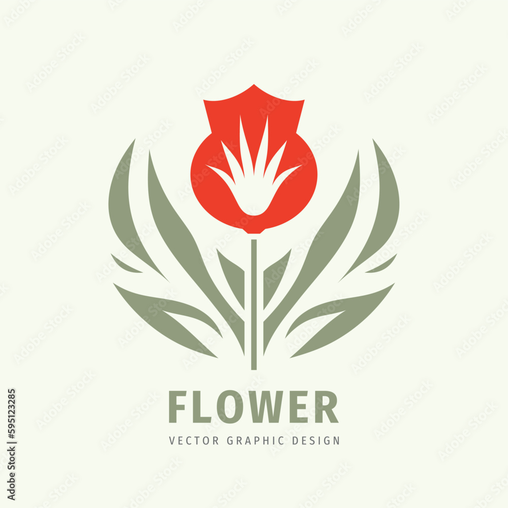 Decorative flower nature logo graphic design. Art Deco style. Ecology ...