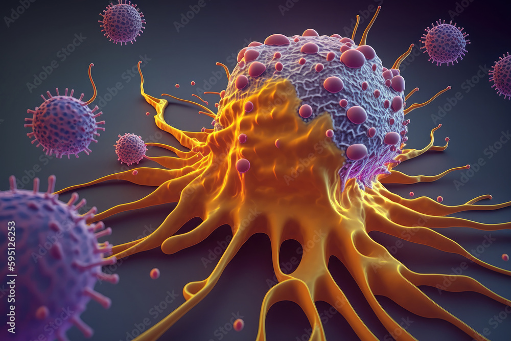 AI generated medical illustration of virus bacteria microbe cancer cell ...