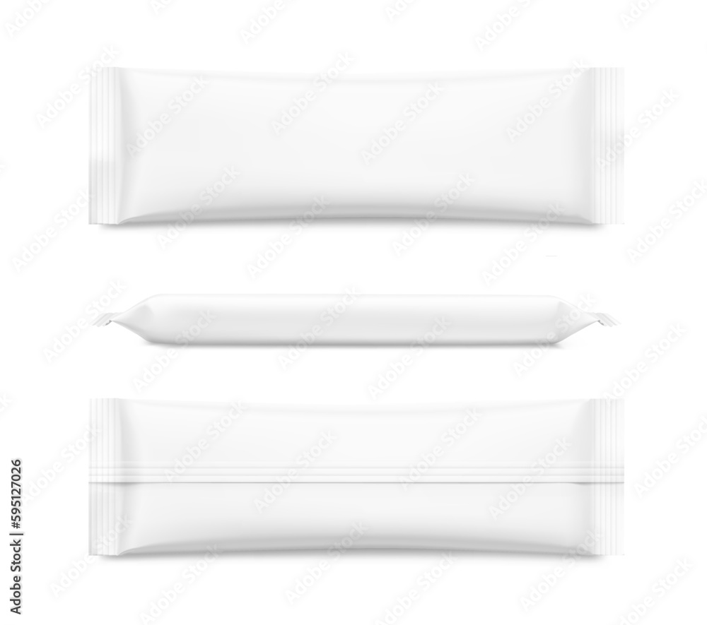 Realistic flow package bag mockup. Vector illustration isolated on ...