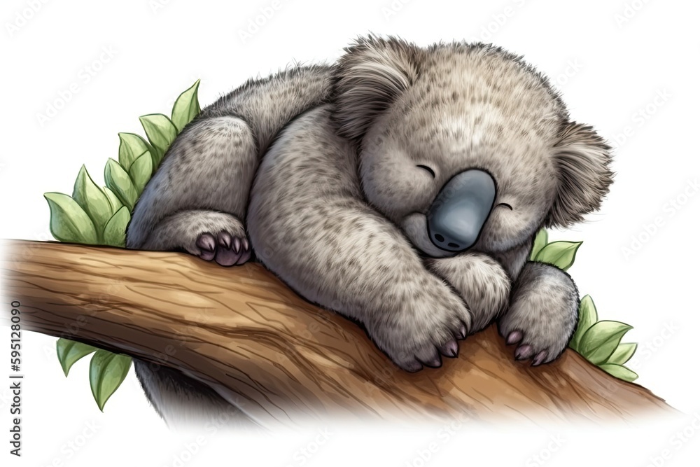 cute koala napping on a tree branch in the Australian wilderness ...