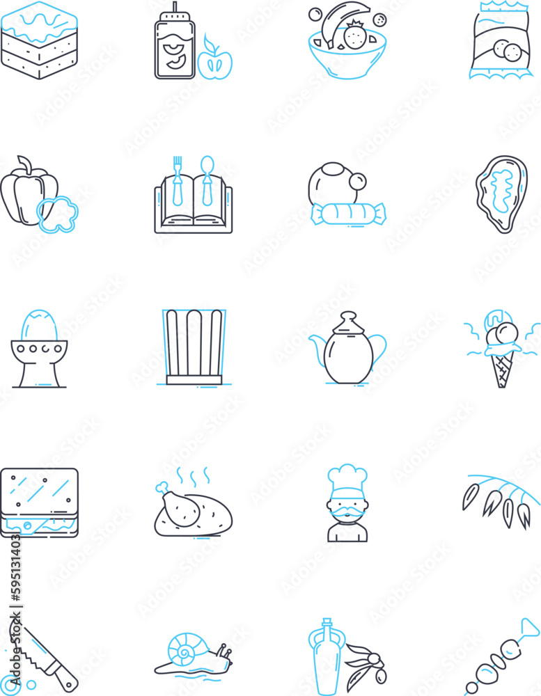 Glassware linear icons set. Crystal, Stemware, Decanter, Tumbler ...