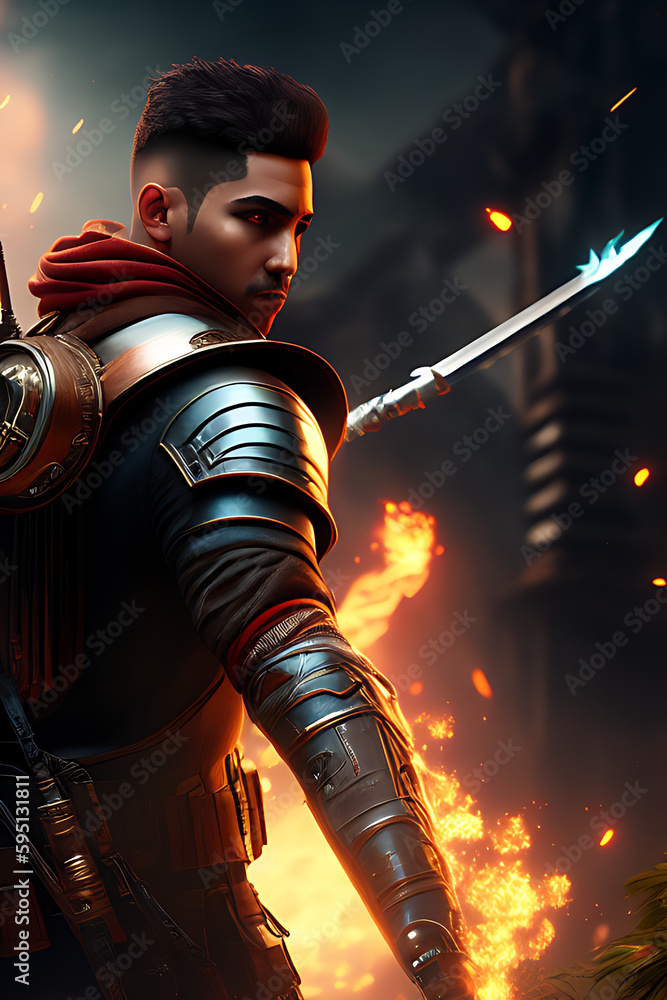 Action-Adventure hero with a sword, Video Game concept art - warrior ...