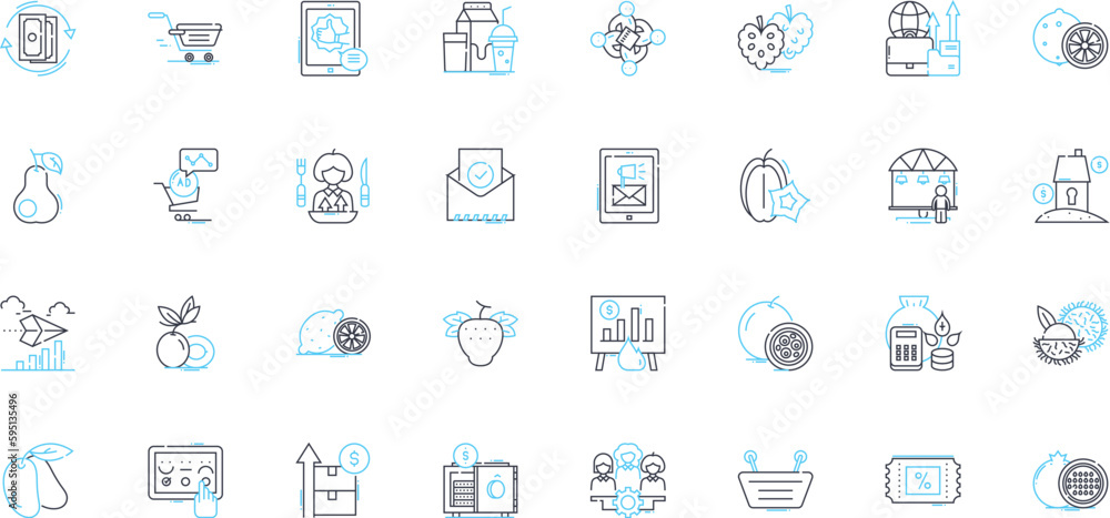Commerce centers linear icons set. Logistics, Warehouse, Distribution ...