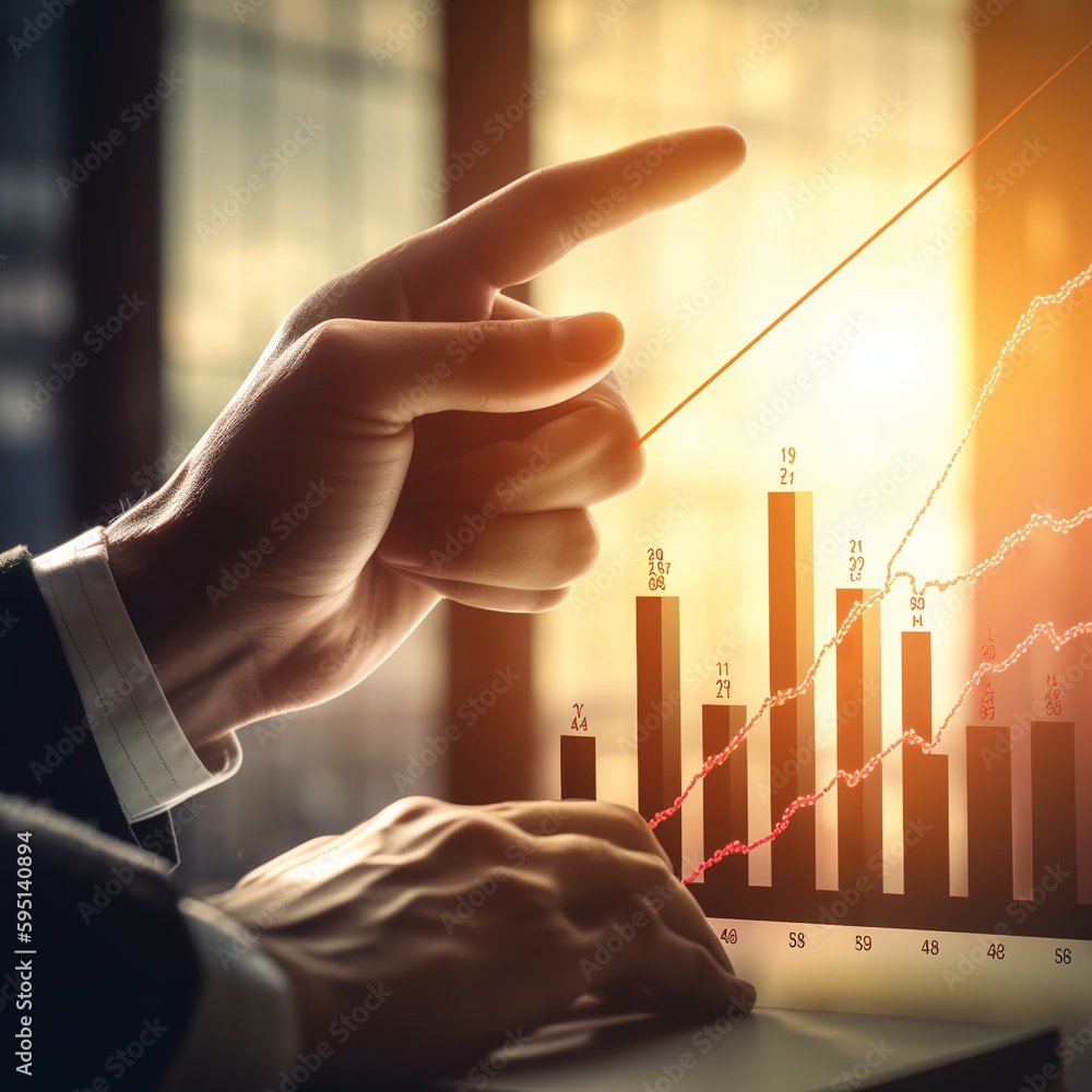 stock market bar chart grow up to target. Business finance concept ...