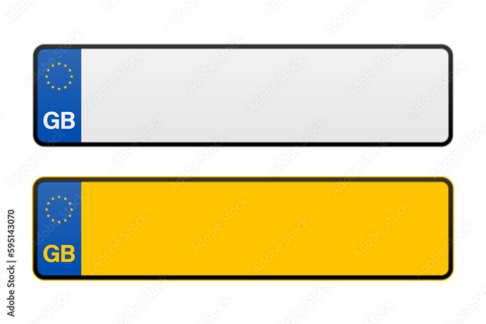 Great Britain plate template. Marking of car license plates. United ...