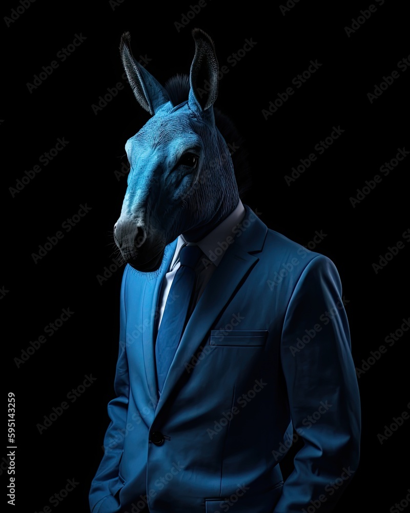 Blue Donkey in Suit: Political Symbol for Republican Party. Generative ...
