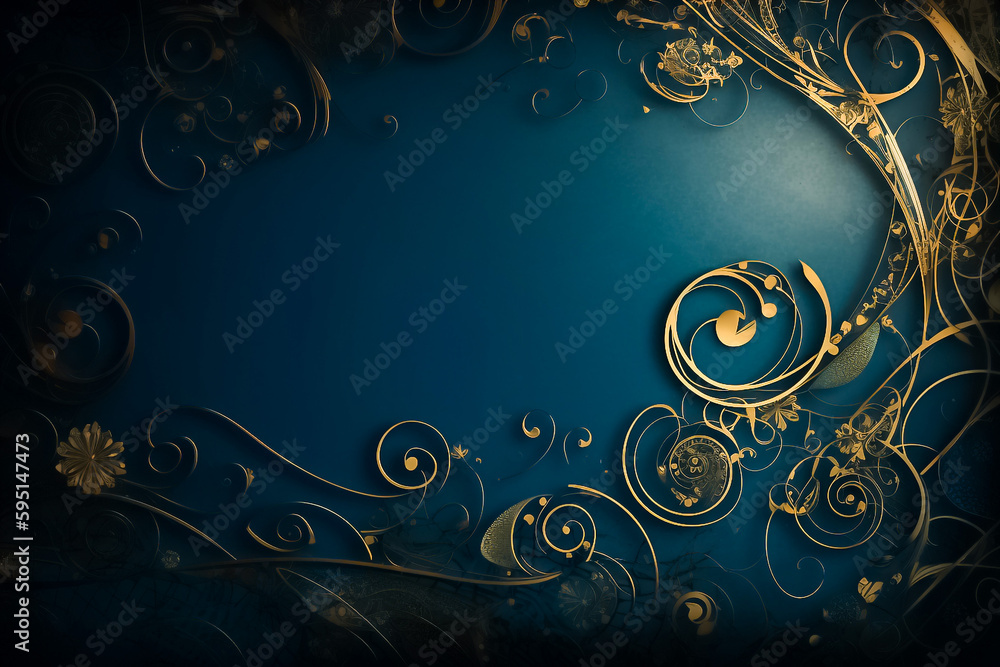 Premium design with navy and blue tones, light indigo and gold accents ...