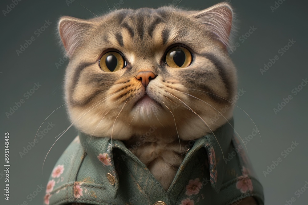 Anthropomorphic cat Scottish fold dressed in human clothing. humanized ...