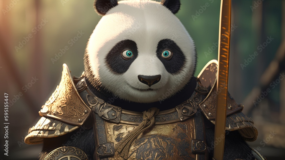 panda knight, digital art illustration, Generative AI Stock ...