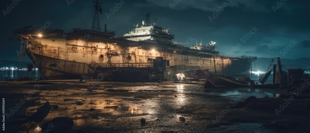 Realistic Post Apocalypse Landscape illustration of gigantic military ...