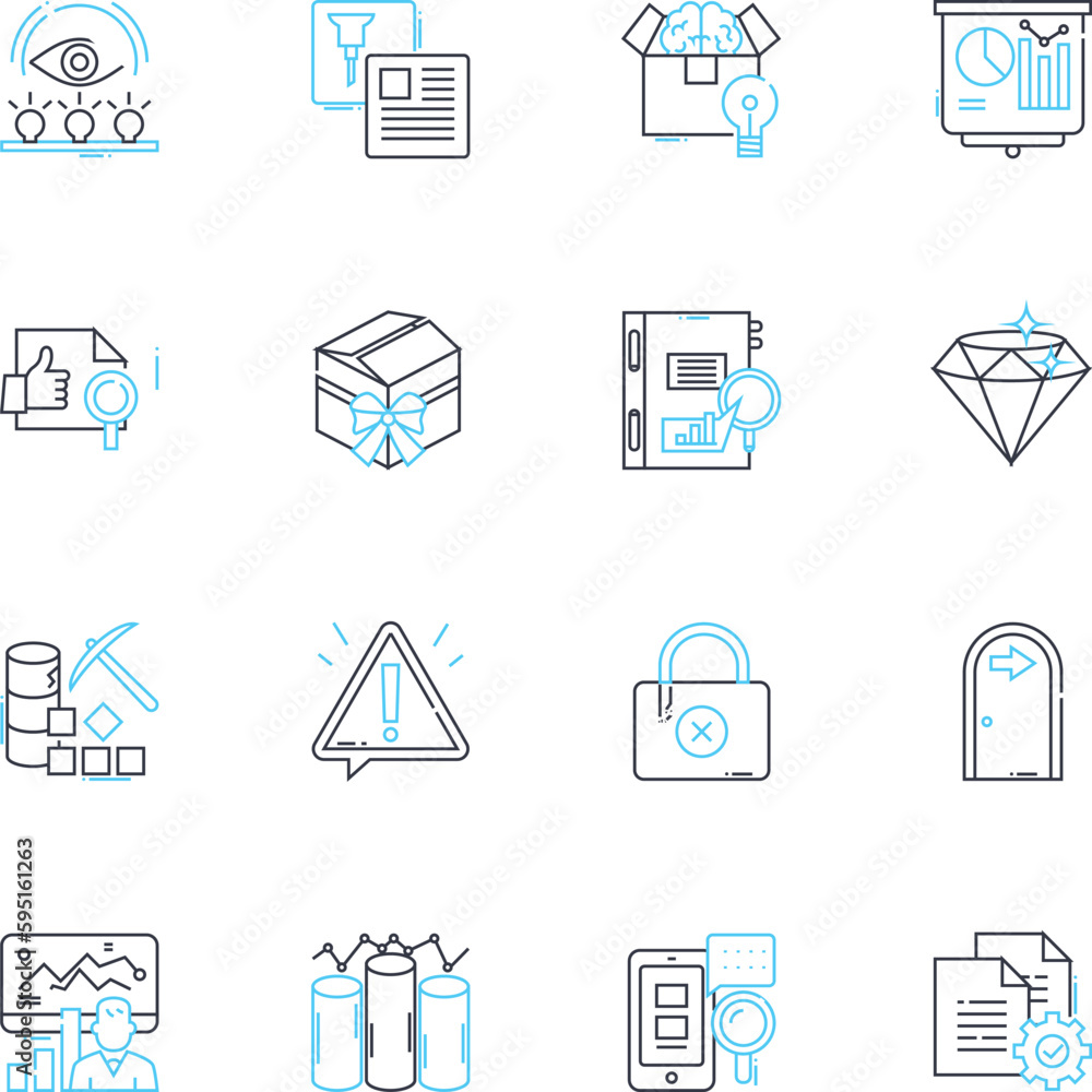 Analytics linear icons set. Insights, Data, Statistics, Metrics ...