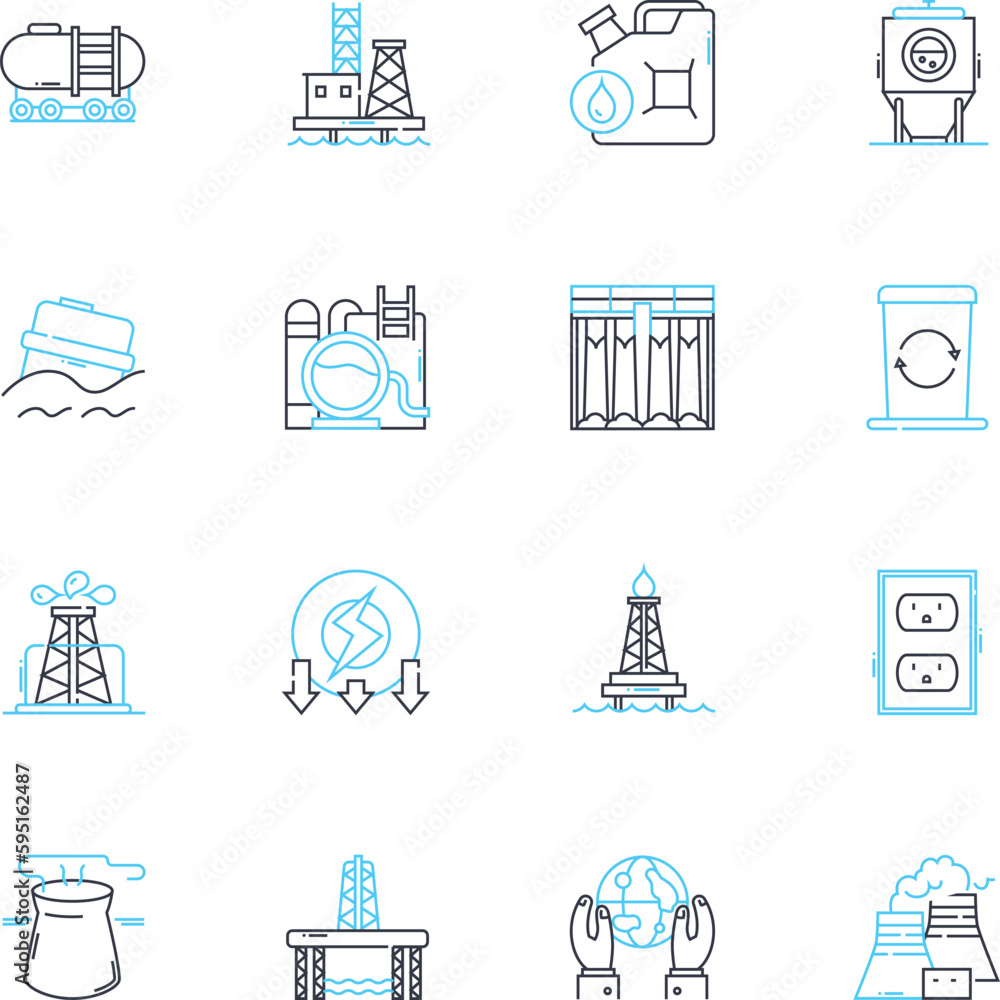 Efficient energy linear icons set. Sustainability, Conservation ...